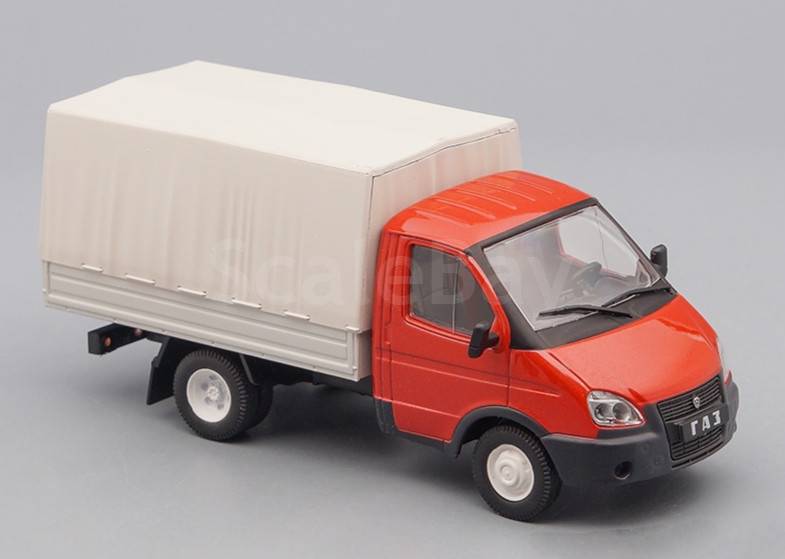 ГАЗ-3302 «ГАЗель» рестайлинг - бортовой с тентом - красный/серый - №267 с журналом 1:43 ...