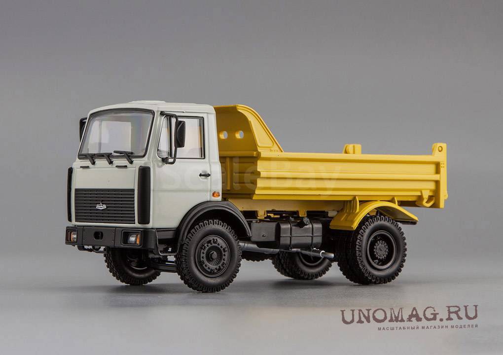 МАЗ 5551 самосвал (1991-1997), серый / жёлтый | Аукцион масштабных и сборных моделей