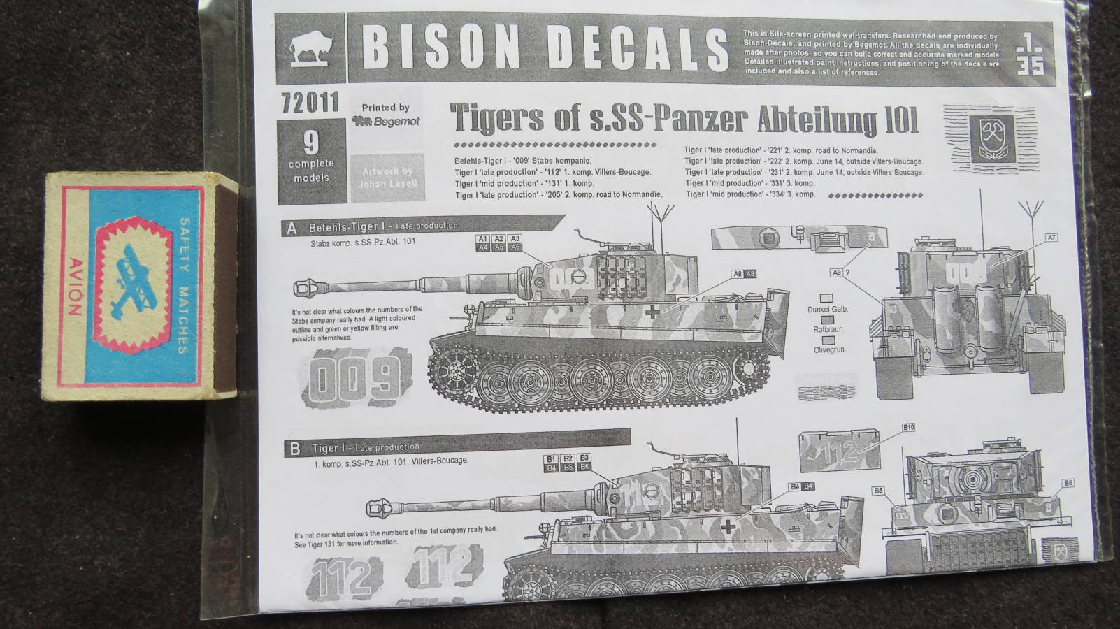 Tiger of s.SS-Panzer Abteilung 101 Bison Decals 1/72 | Аукцион ...
