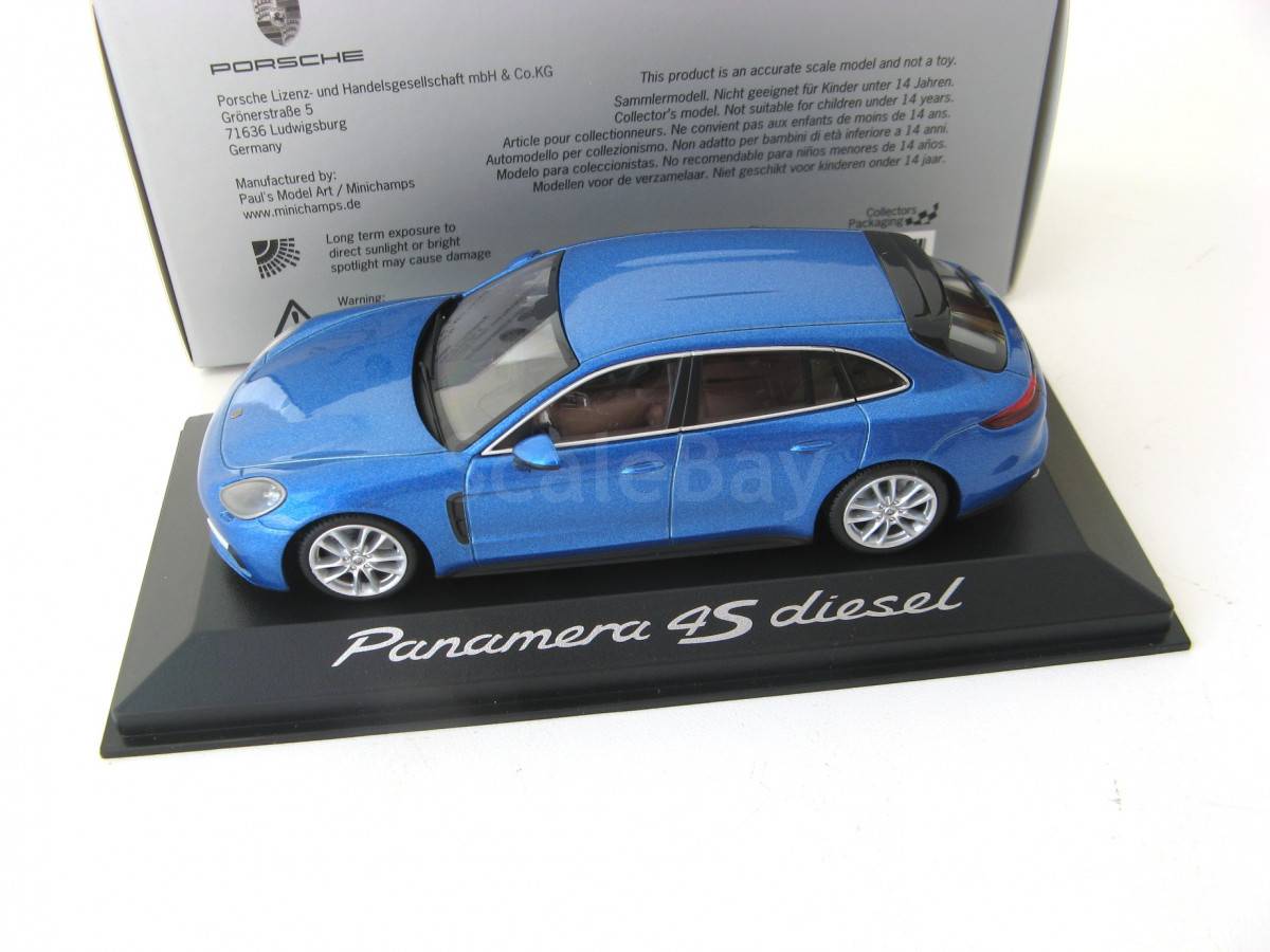 Porsche Panamera 4S Diesel 2017 blue metallic | Аукцион масштабных и ...